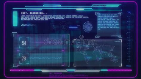 Futuristic Scanning And Data Analysis Animation Over Digital World Map