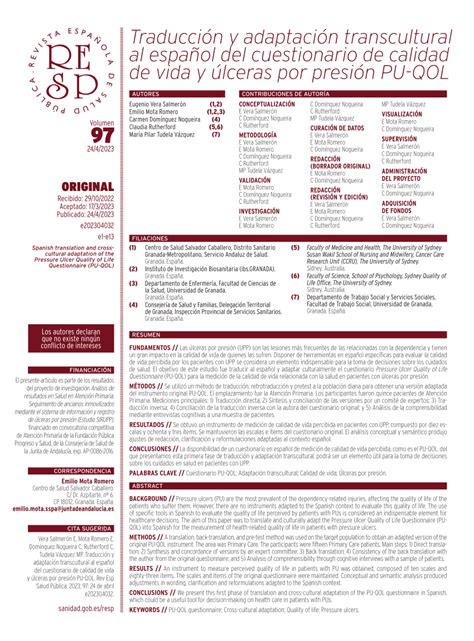 Pdf Spanish Translation And Cross Cultural Adaptation Of The Pressure Ulcer Quality Of Life