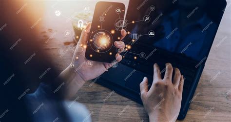 Premium Photo Businessmen Fingerprint Scanning And Biometric Authentication Processing Of