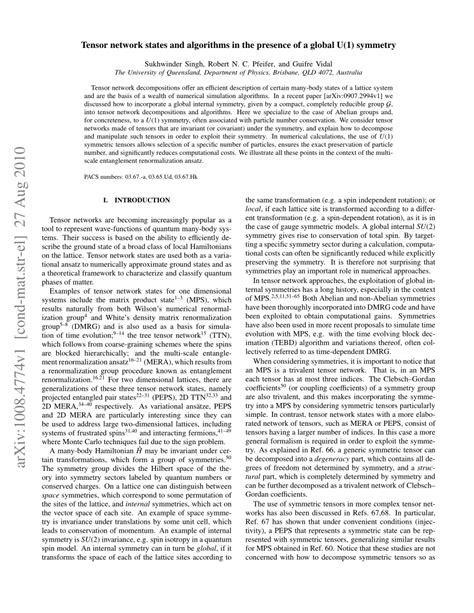 Pdf Tensor Network States And Algorithms In The Presence Of A Global