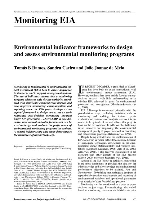 Pdf Environmental Indicator Frameworks To Design And Assess