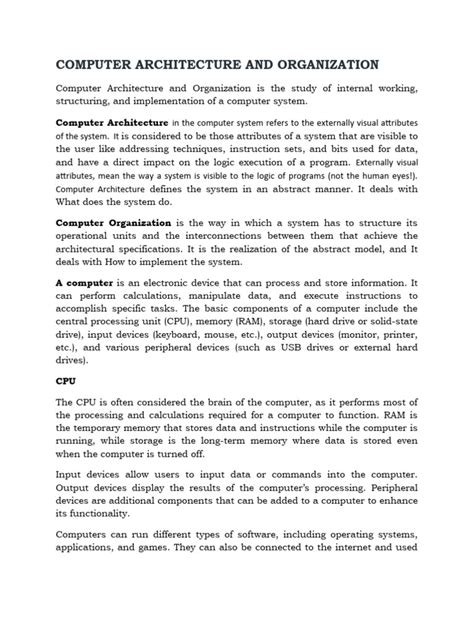 Computer Architecture And Organization 11th Feb 2024 Pdf Programming Computer Program