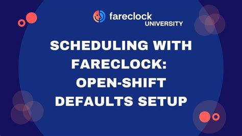Open Shift Setup Fareclock