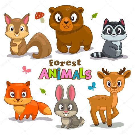 Cute Cartoon Forest Animals — Stock Vector © Lilu330 73283167