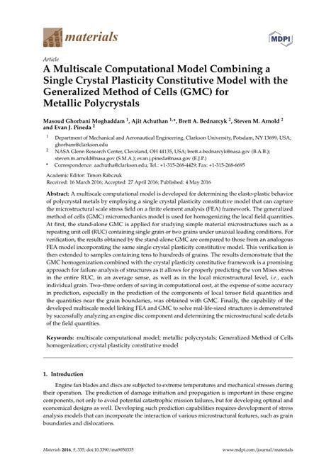 Pdf A Multiscale Computational Model Combining A Single Crystal