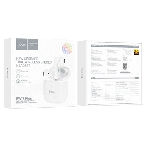 Handsfree Bluetooth HOCO EW19 Plus, TWS, Alb