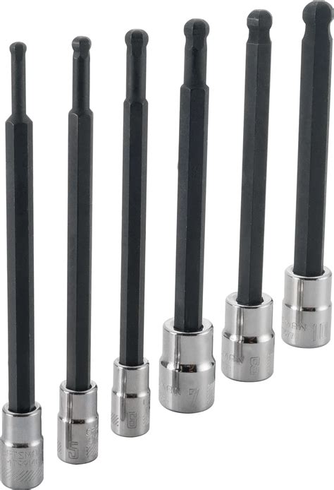 14 In And 38 In Drive Metric Ball End Hex Bit Socket Set 6 Piece