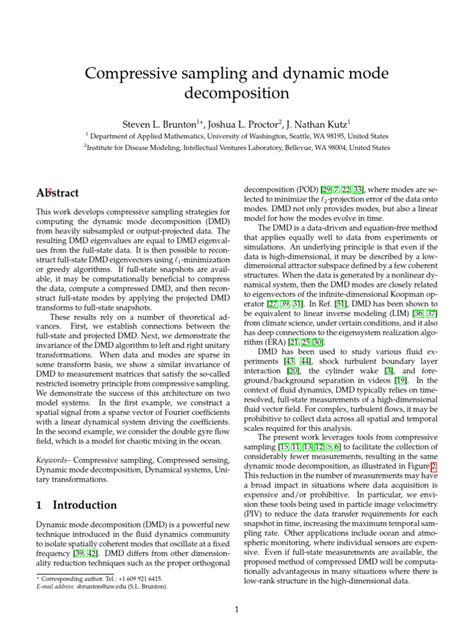 Compressive Sampling And Dynamic Mode Decomposition Pdf Eigenvalues And Eigenvectors