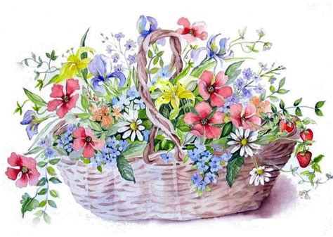Корзина с цветами рисунки и картинки для детей и взрослых