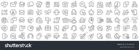 Set Contact Us Line Icons Collection Stock Vector Royalty Free 2187406269 Shutterstock