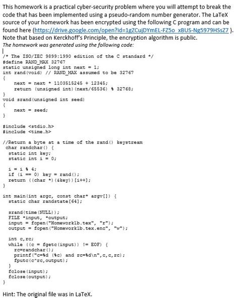 C Decrypt An Tex File Encrypted With Rand Stack Overflow