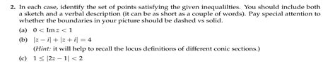 Solved 2 In Each Case Identify The Set Of Points Chegg Com