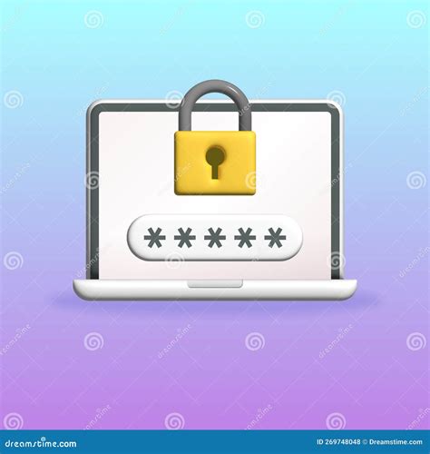 3d Rendering Laptop With Lock And Password On Screen Stock Illustration Illustration Of Screen