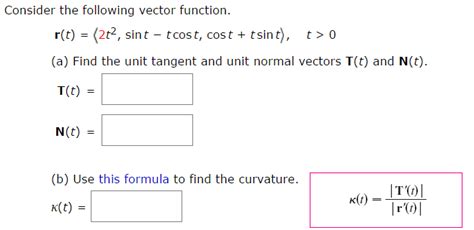 Solved Consider The Following Vector Function R T