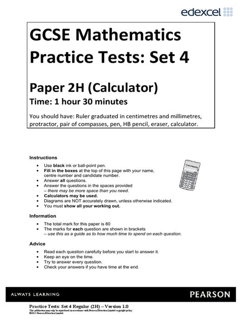 Gcse Set4 2h Pdf Area Triangle