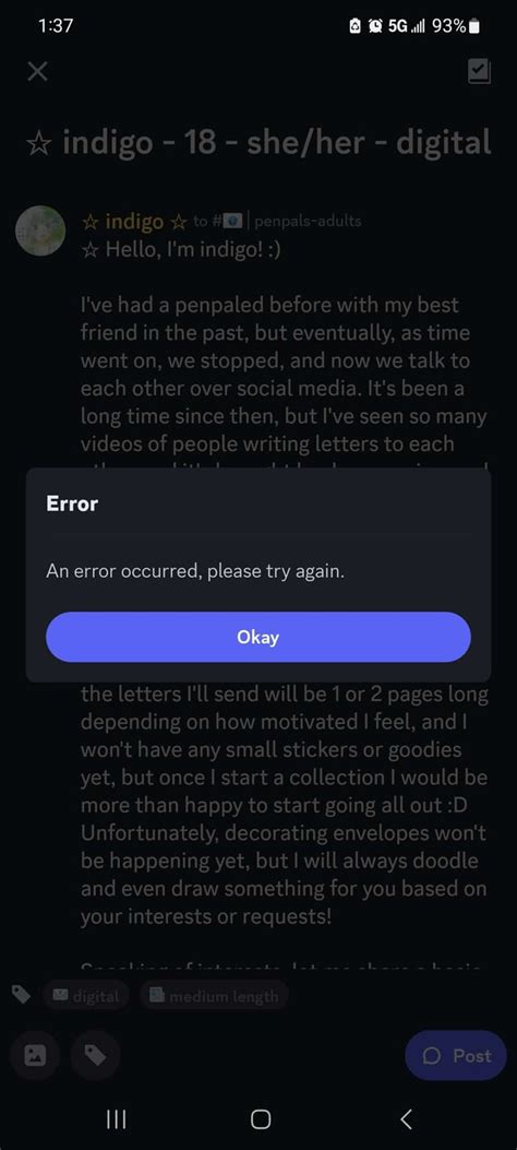 An Error Occurred Please Try Again When Posting To Forums Rdiscordapp