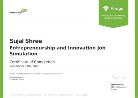 Sujal Shree On Linkedin Completed The Enterpreneurship And Innovation Ceertification From Moreton