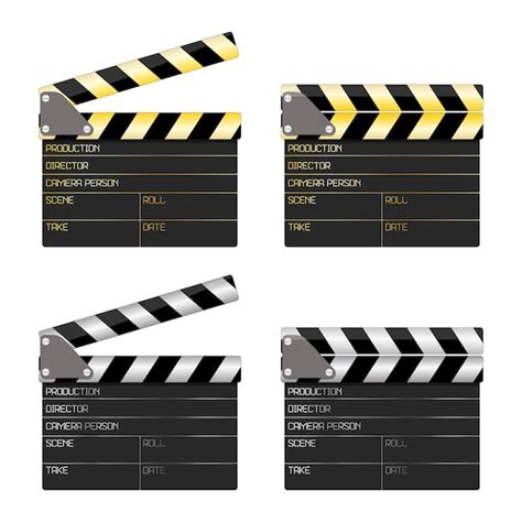 Premium Vector Set Of Gold And Silver Clapperboards