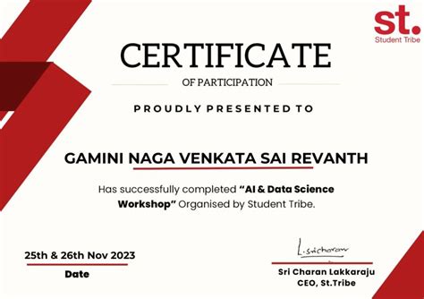 Naga Venkata Sai Revanth Gamini On Linkedin I Extend My Sincere