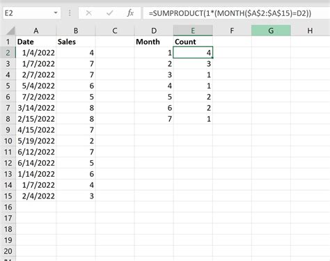 How To Count By Month In Excel