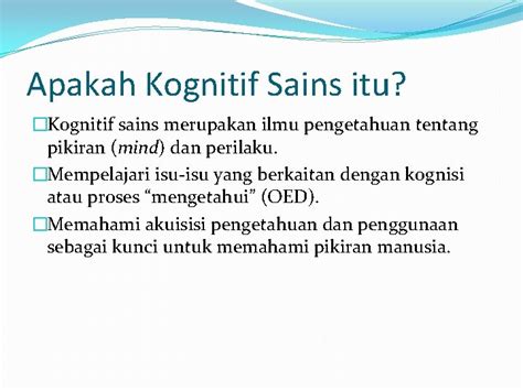 Psikologi Kognitif Sains Apakah Kognitif Sains Itu Kognitif