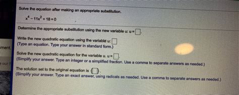 Solved Solve The Equation After Making An Appropriate