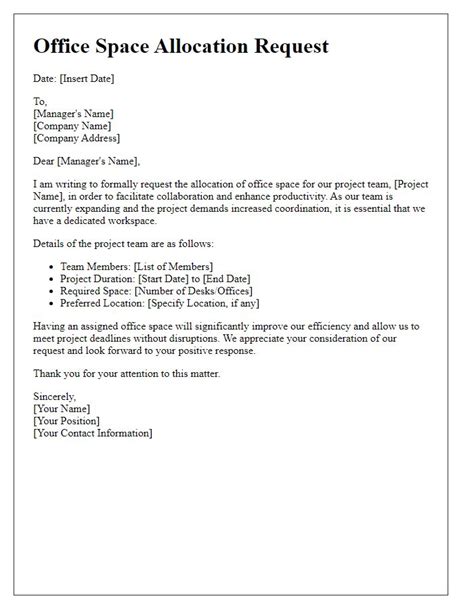 Letter Template For Request Office Space Allocation Free Samples In Pdf Letterin