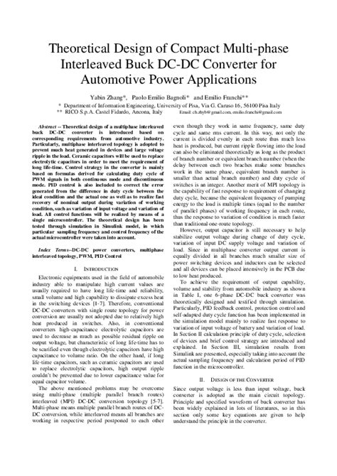 Pdf Theoretical Design Of Compact Multi Phase Interleaved Buck Dc Dc Converter For Automotive