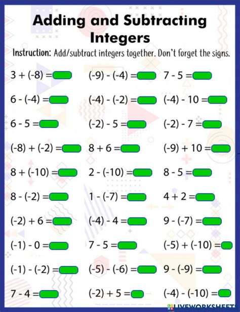 Adding And Subtracting Integers Worksheet Adding And Subtracting Integers Worksheet