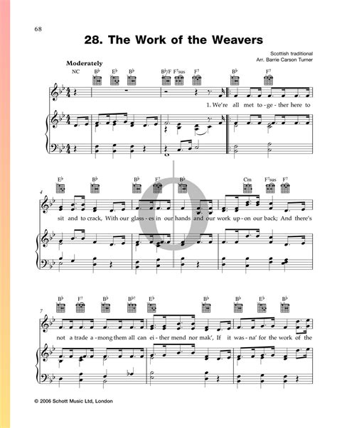 The Work Of The Weavers Anonymous Piano Sheet Music Oktav
