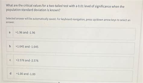 [solved] What Are The Critical Values For A Two Tailed Tes