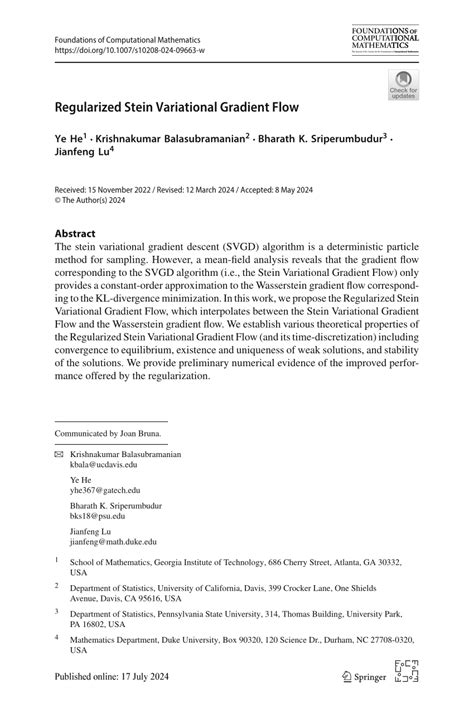 Pdf Regularized Stein Variational Gradient Flow