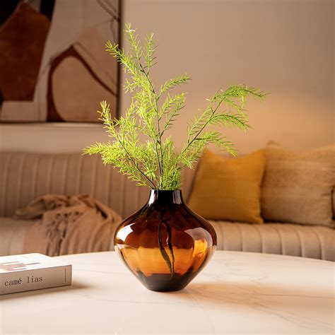 Ruse Glass Amber Texture Vase 21x21x20cm Royal Furniture