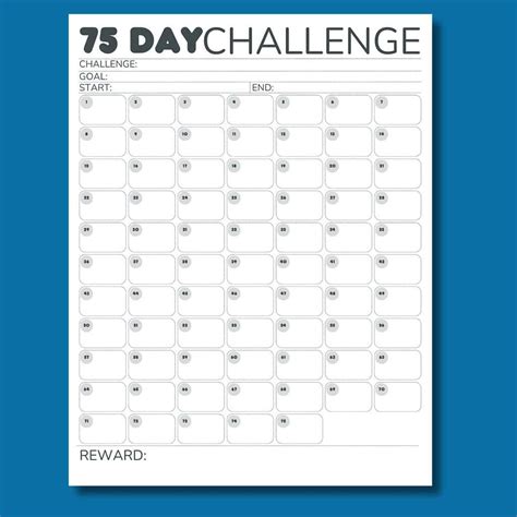 Free Printable 75 Day Challenge Calendar For 75 Hard 75 Medium And 75 Soft