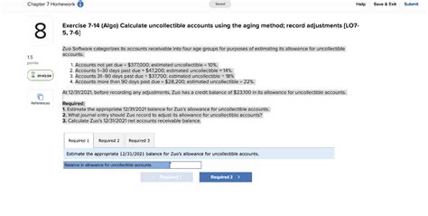 Solved Exercise Algo Calculate Uncollectible Accounts Chegg