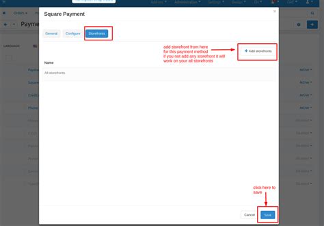 Add Ons Integrations Square Payment Method