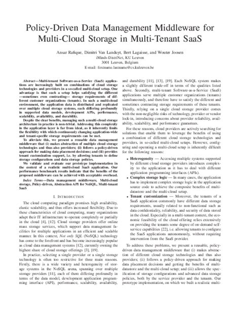 Policy Driven Data Management Middleware For Multi Cloud Storage In Multi Tenant Saas Ansar