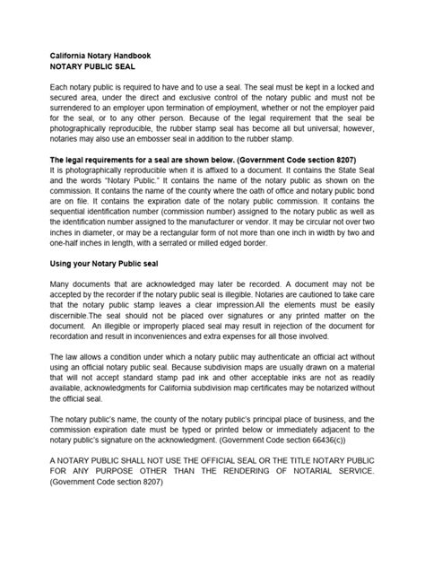 California Notary Public Seal Guidelines Pdf Notary Public Seal