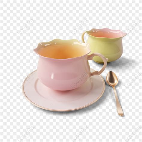 꽃 일러스트 세라믹 컵 3d 요소 커피 신선한 입체 Png 일러스트 무료 다운로드 Lovepik