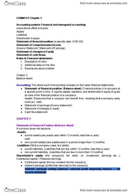 comm 217 lecture notes winter 2023 lecture 1 cash flow statement
