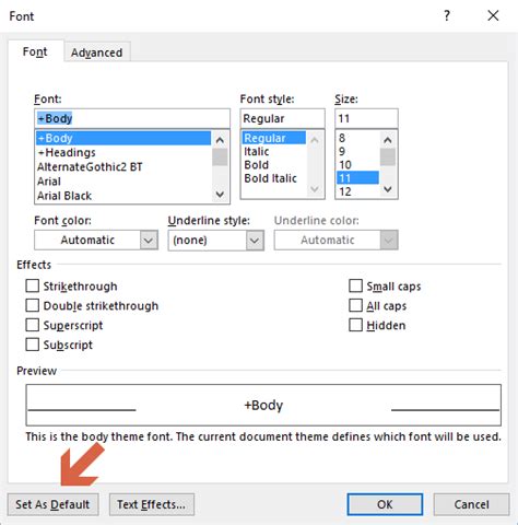How To Change Or Set The Default Font In Word Templates Forms Checklists For MS Office And