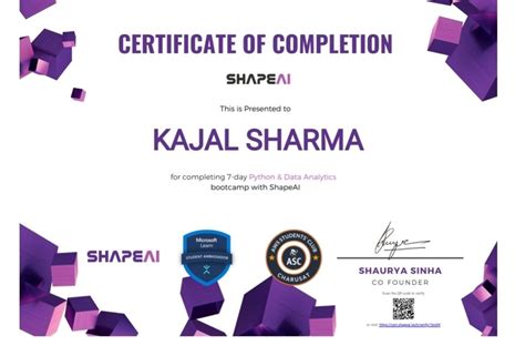 Kajal S On Linkedin Bootcamp Shapeai Python Dataanalytics