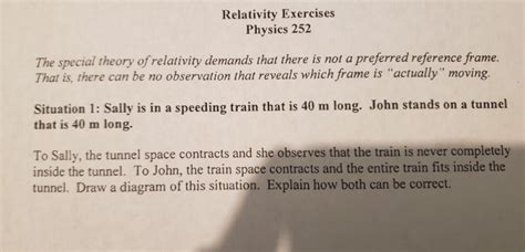Solved Relativity Exercises Physics 252 The Special Theory