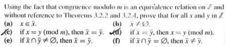 Using The Fact That Congruence Modulo M ﻿is An