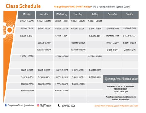 New Class Schedule Orangetheory Fitness Tysons Corner Facebook