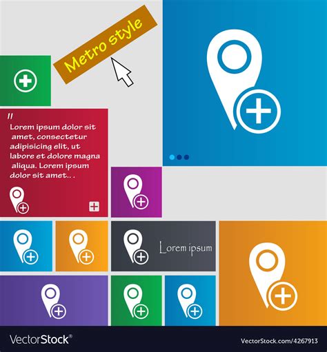 Map Pointer Icon Sign Metro Style Buttons Modern Vector Image