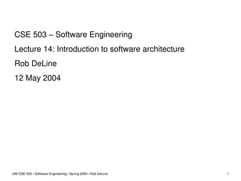 Ppt Cse 503 Software Engineering Lecture 14 Introduction To