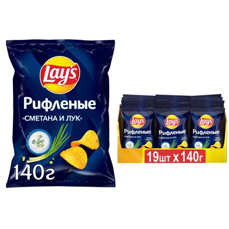 Lays / Лейс Чипсы картофельные, Сметана Лук, Шоубокс, 19шт.*140гр ...