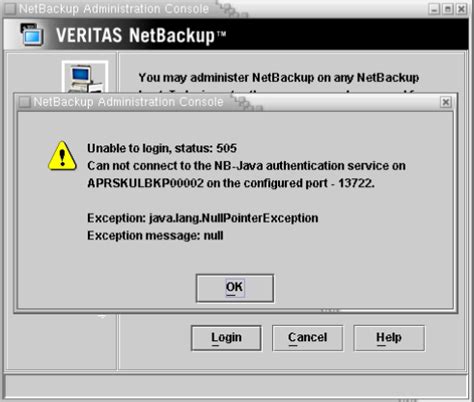 Netbackup 5 1 MP6 Can Not Login Using JAVA GUI 5 VOX