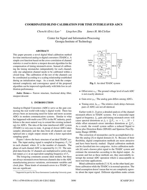 Pdf Coordinated Blind Calibration For Time Interleaved Adcs